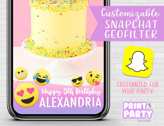 Custom Pastel Emoji Snapchat Geofilter, Emoji Birthday Party, Emoticon ...