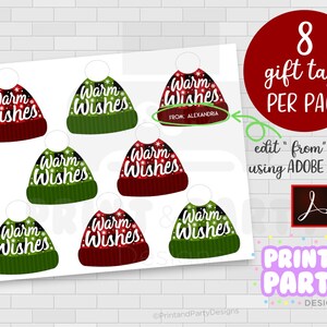 Printable Warm Wishes Gift Tags Hot Chocolate Christmas Party - Etsy