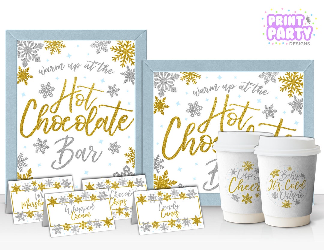 Printable Silver and Gold Hot Chocolate Bar Kit, Office Holiday Party ...