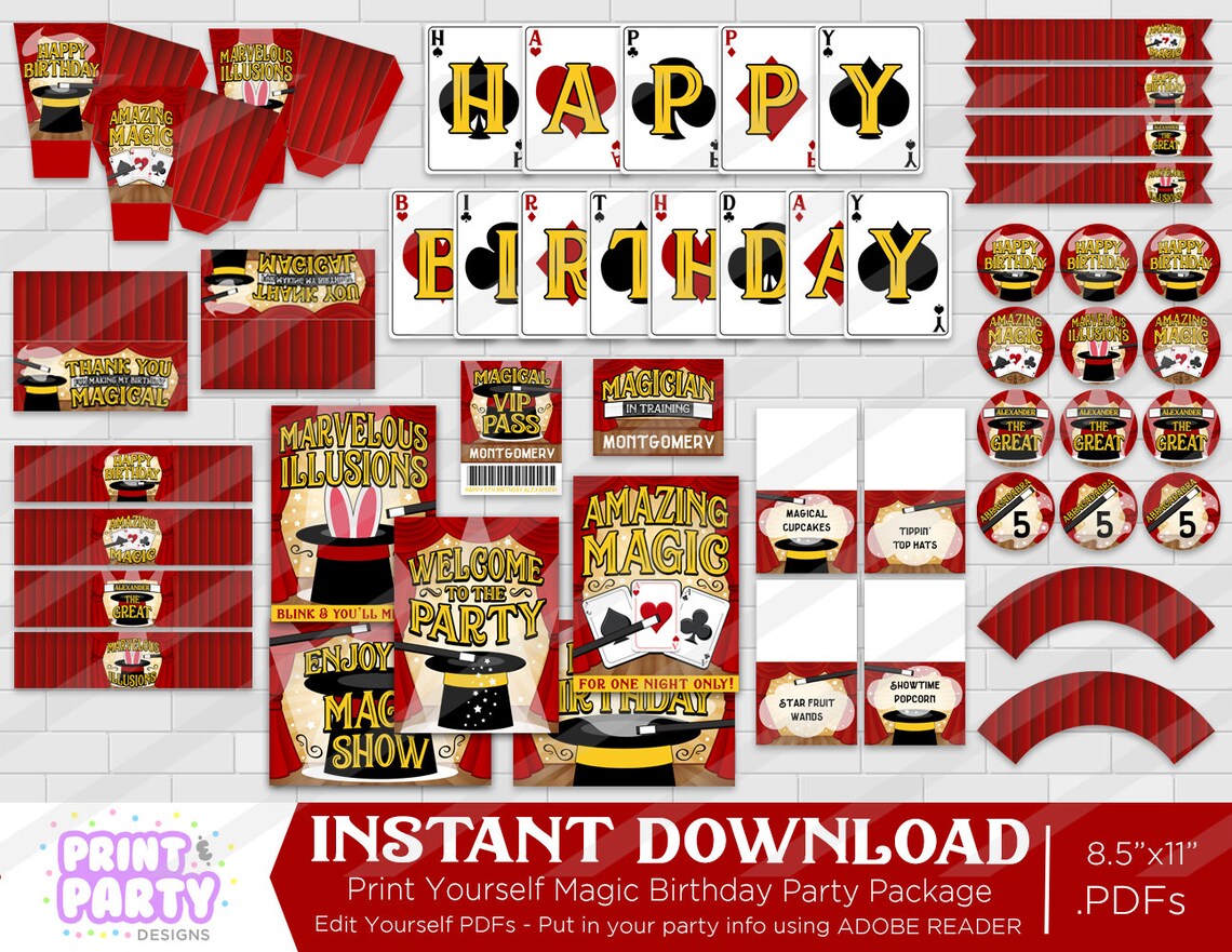 Printable Magic Show Birthday Party Decorations Magician | Etsy