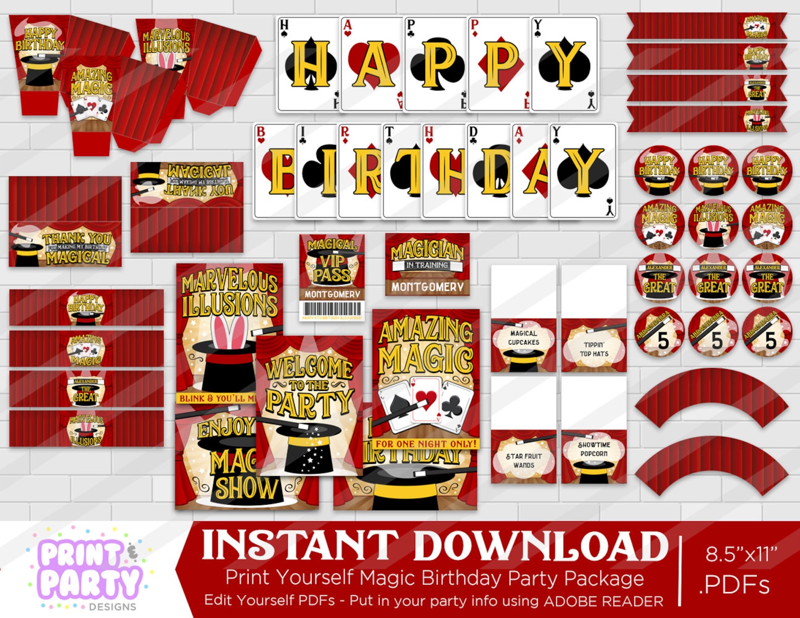 Printable Magic Show Birthday Party Decorations Magician | Etsy