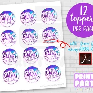 Printable Galaxy Slime Container Labels, Galaxy Party Favor Tags ...