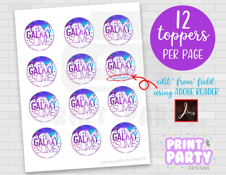 Printable Galaxy Slime Container Labels Galaxy Party Favor | Etsy