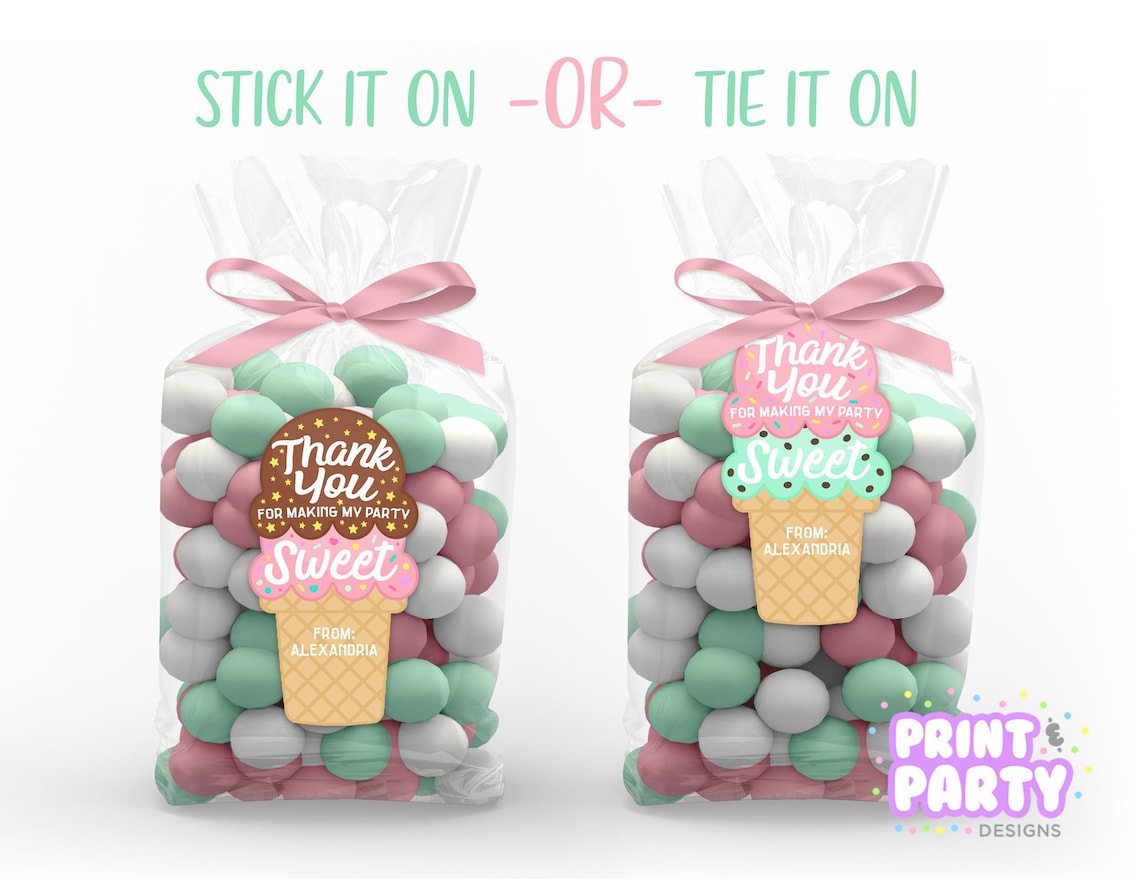 Printable Ice Cream Birthday Party Favor Gift Tags Ice Cream | Etsy