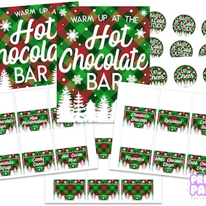Printable Christmas Plaid, Hot Chocolate Bar Kit, Office Holiday Party ...