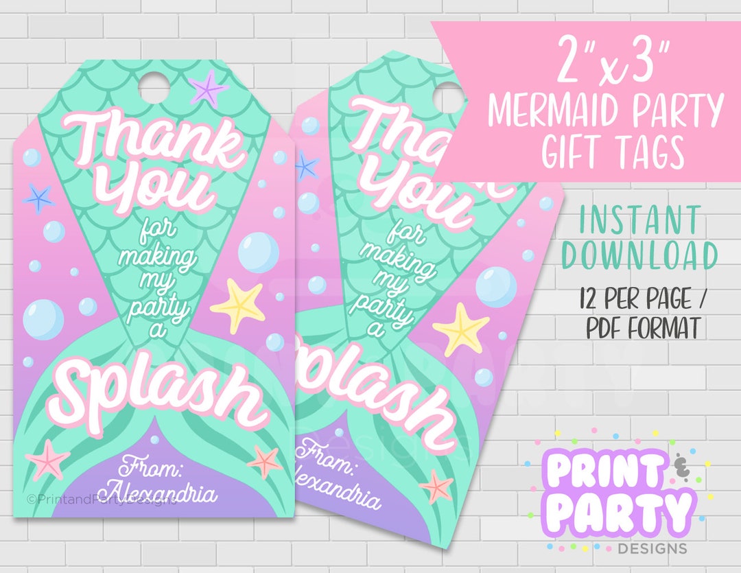Printable Mermaid Tail Birthday Party Favor Gift Tags, Mermaid Treat ...