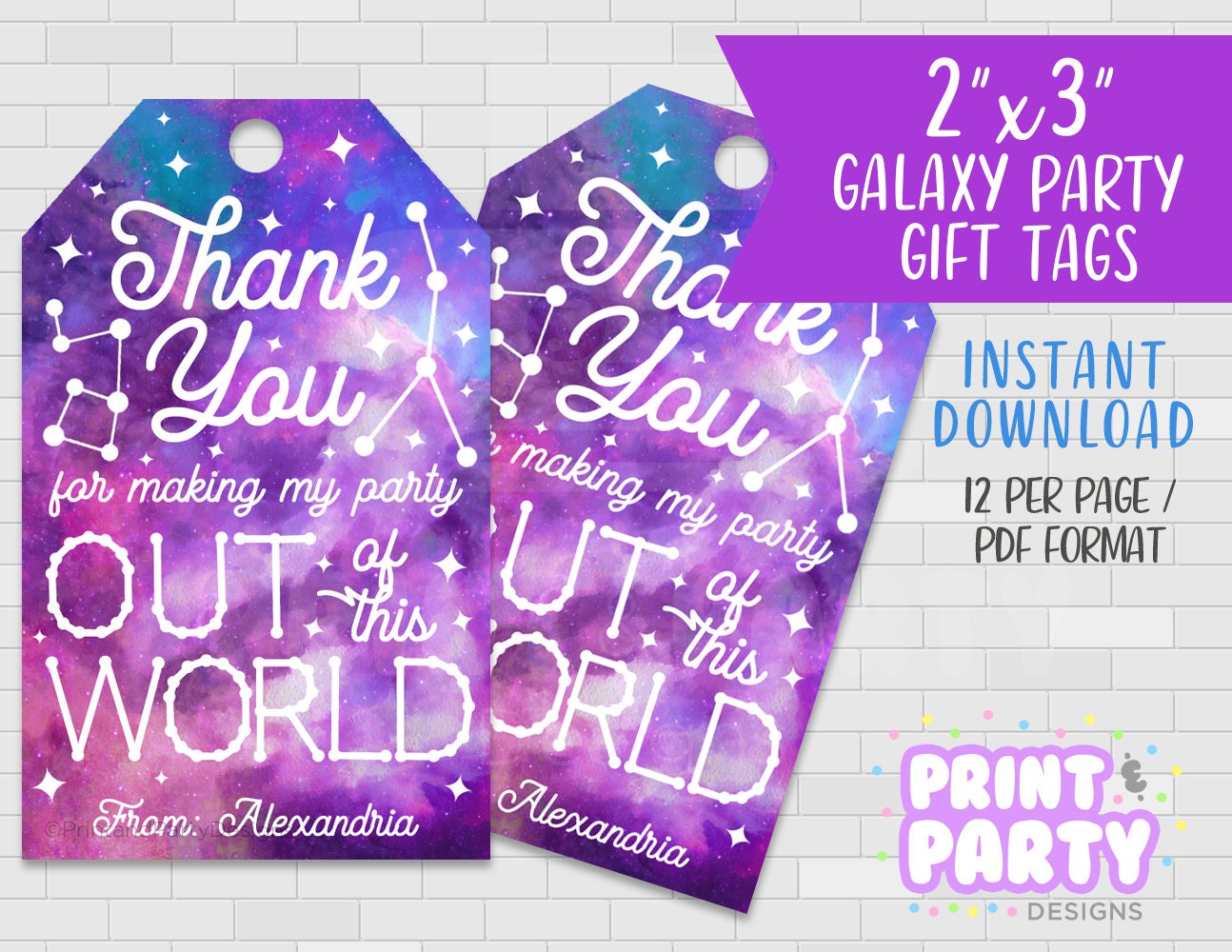 Printable Galaxy Birthday Party Favor Gift Tags Galaxy Treat - Etsy