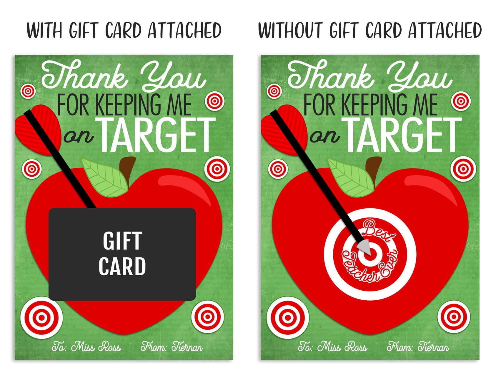 5"x7" Printable Thank You for Keeping Me on Target Gift Card Holder ...