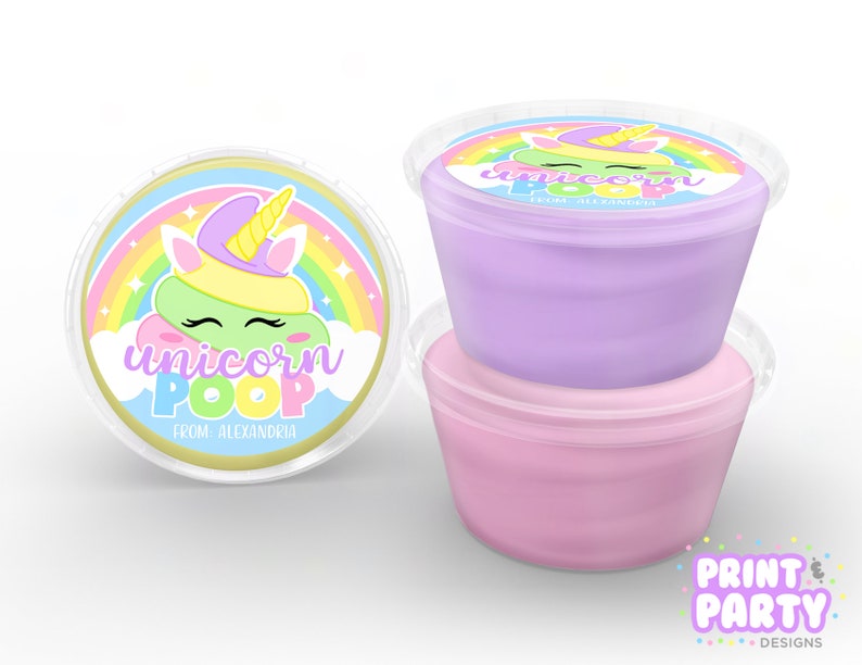 Printable Unicorn Poop Slime Container Labels, Unicorn Party Favor Tags ...