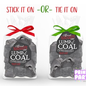 Printable Lump of Coal Gift Tags, Naughty List Gift Tag, Coal Gag Prank ...