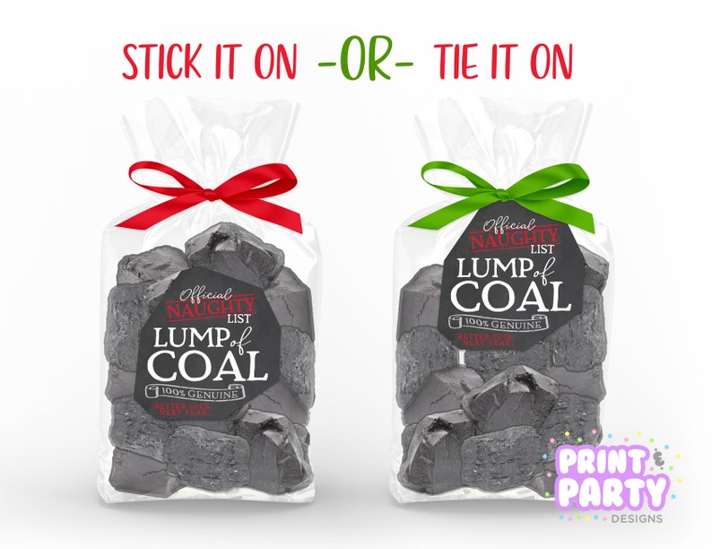 Printable Lump of Coal Gift Tags, Naughty List Gift Tag, Coal Gag Prank ...