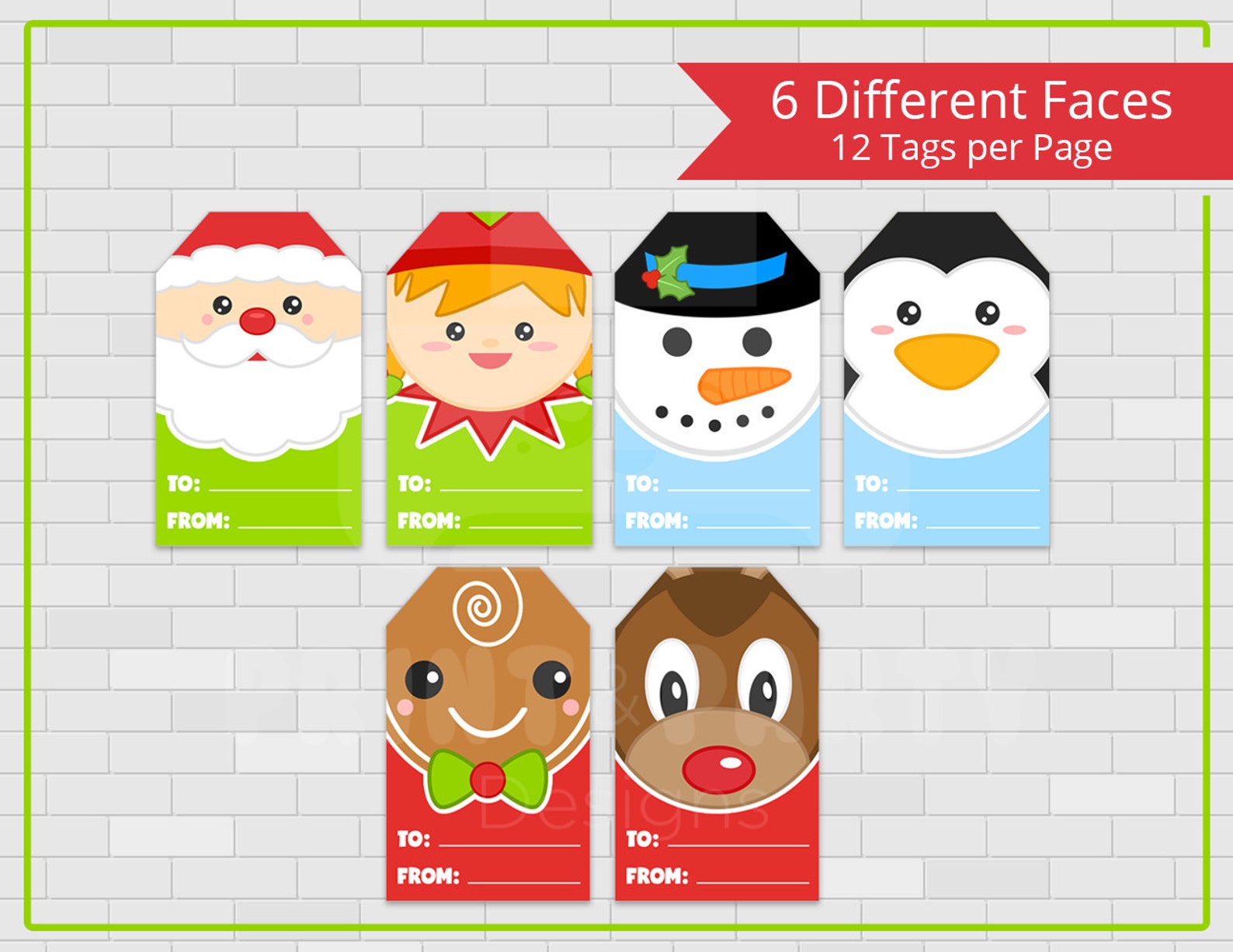 Printable Christmas Gift Tags, Holiday Gift Tags, Christmas Character ...