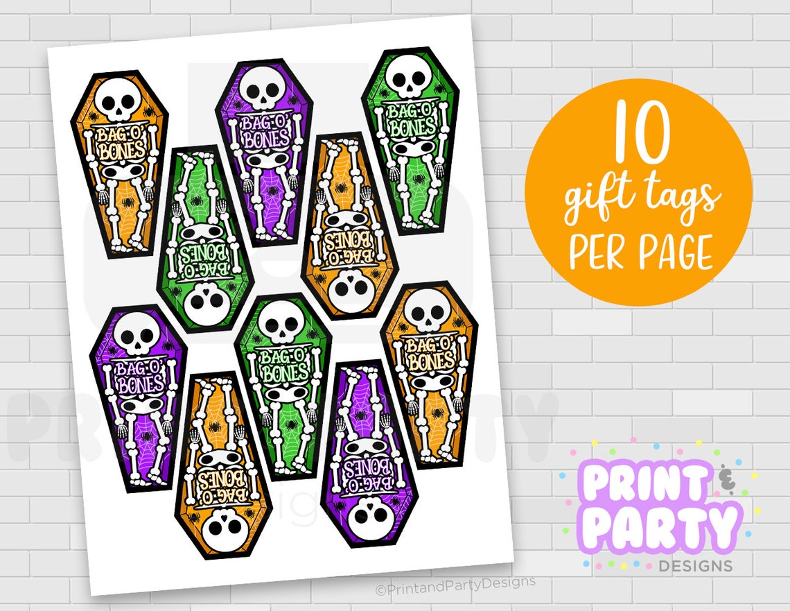 Printable Bag O Bones Halloween Gift Tags Halloween Classroom - Etsy