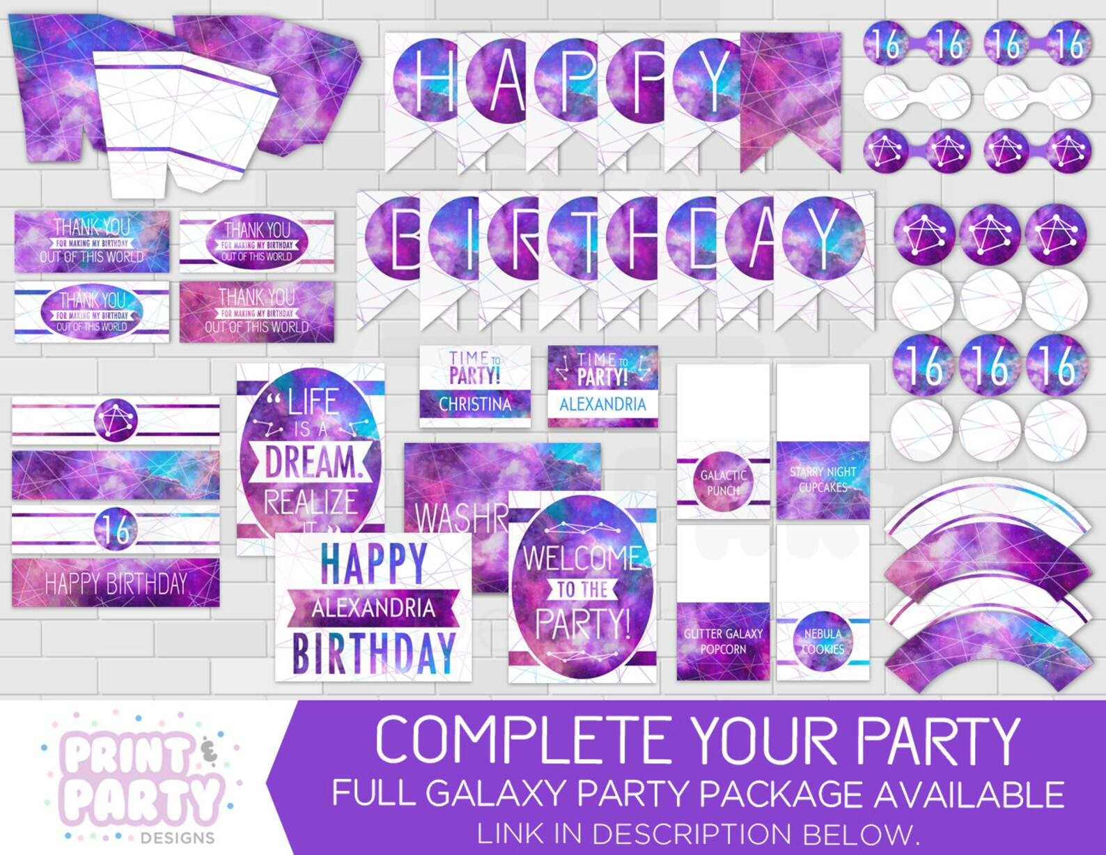 Printable Galaxy Cupcake Toppers and Wrappers, Galaxy Birthday Party ...