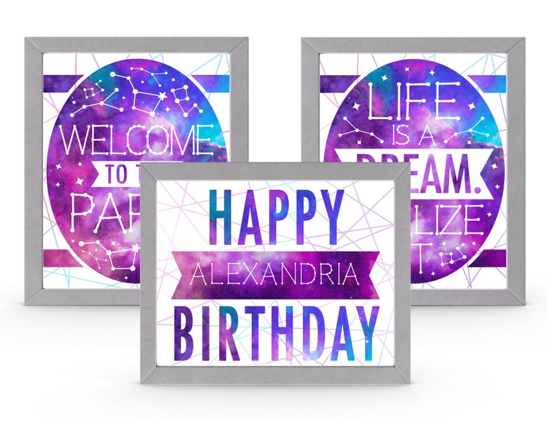 Printable Galaxy Birthday Party Decorations Teen Galaxy | Etsy