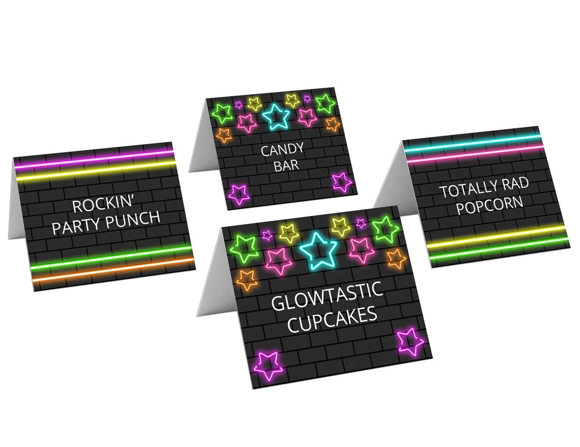Printable Neon Glow Birthday Party Decorations, Teen Blacklight Glow ...
