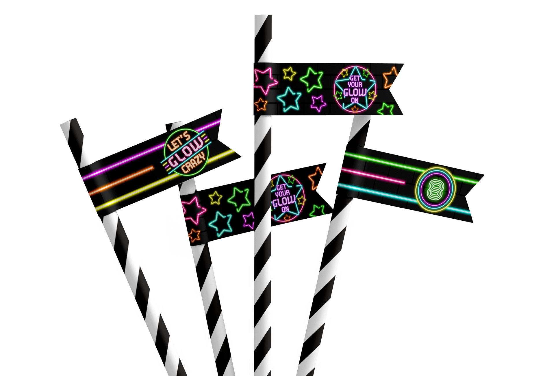 Printable Neon Glow Birthday Party Decorations, Teen Blacklight Glow ...