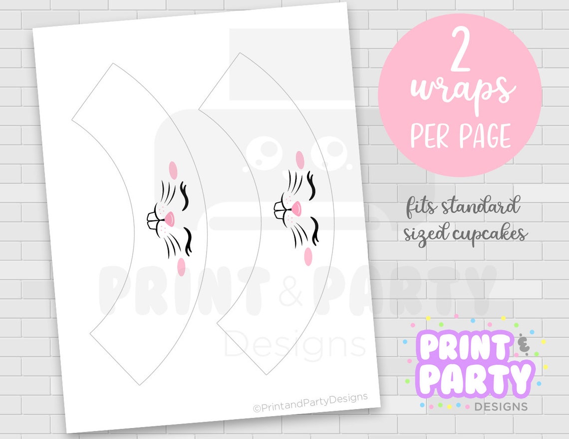 Printable Pastel Easter Bunny Ears Cupcake Toppers and - Etsy