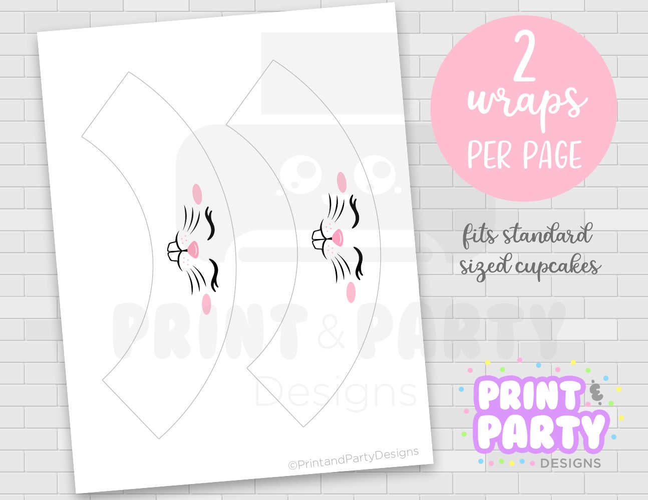 Printable Pastel Easter Bunny Ears Cupcake Toppers and - Etsy