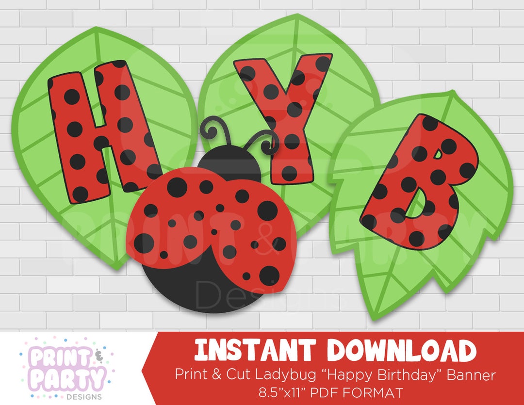 Printable Ladybug Happy Birthday Banner, Ladybug Party Decorations ...