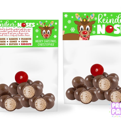 Christmas Reindeer Noses Treat Bag Toppers Christmas Favors - Etsy