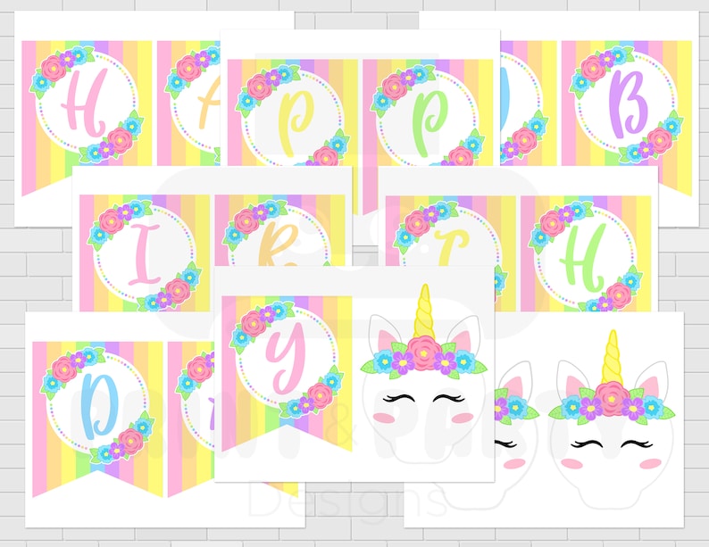 Printable Unicorn Happy Birthday Banner, Unicorn Birthday Party ...