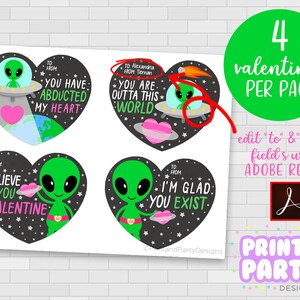 Printable Alien You're Out of This World Valentine's Day Cards, Outer ...