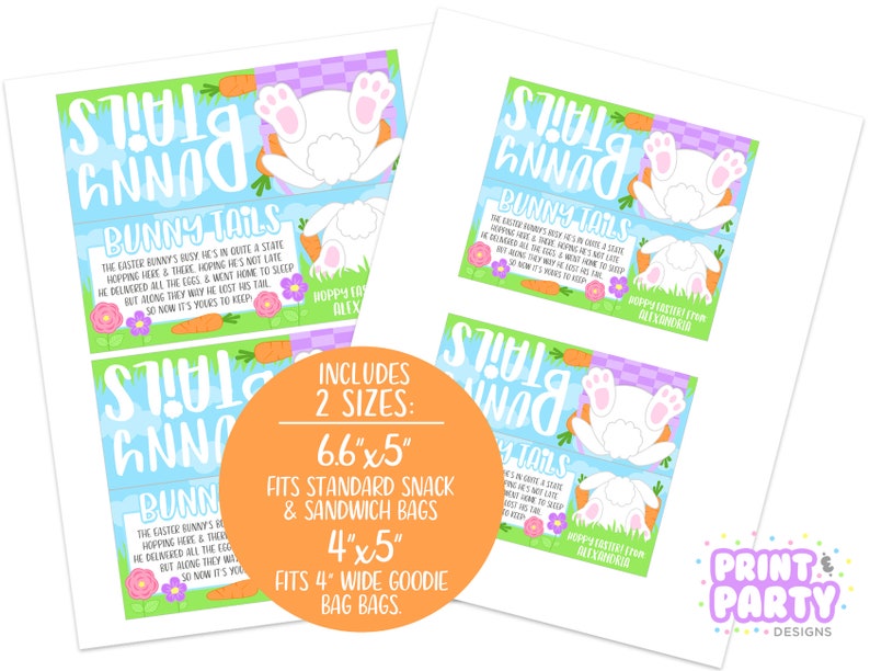 Printable Easter Bunny Tails Treat Bag Toppers Easter Goody - Etsy