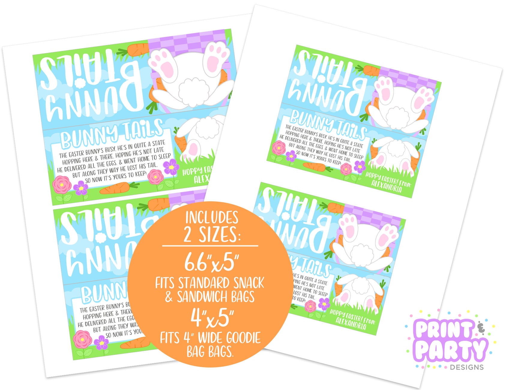 Printable Easter Bunny Tails Treat Bag Toppers, Easter Goody Bags ...
