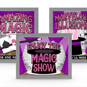 Printable Girl's Magic Show Birthday Party Decorations, Magician ...