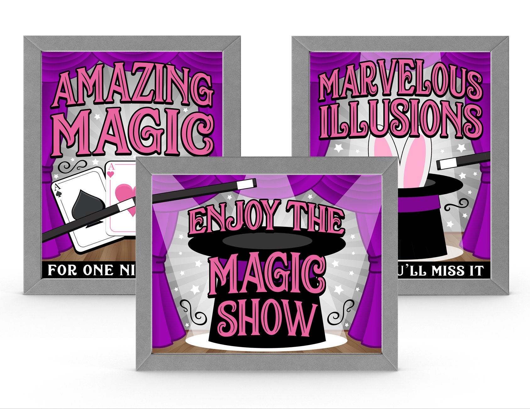 Printable Girl's Magic Show Birthday Party Decorations - Etsy