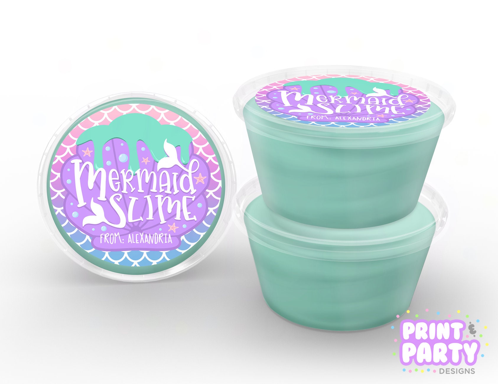 Printable Mermaid Slime Container Labels, Mermaid Party Favor Tags ...