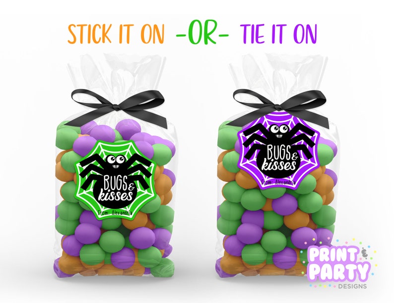 Printable Bugs and Kisses Halloween Party Favor Gift Tags - Etsy