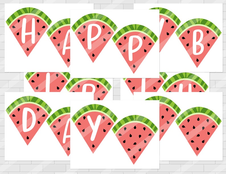 Printable Watermelon Happy Birthday Banner Watermelon - Etsy