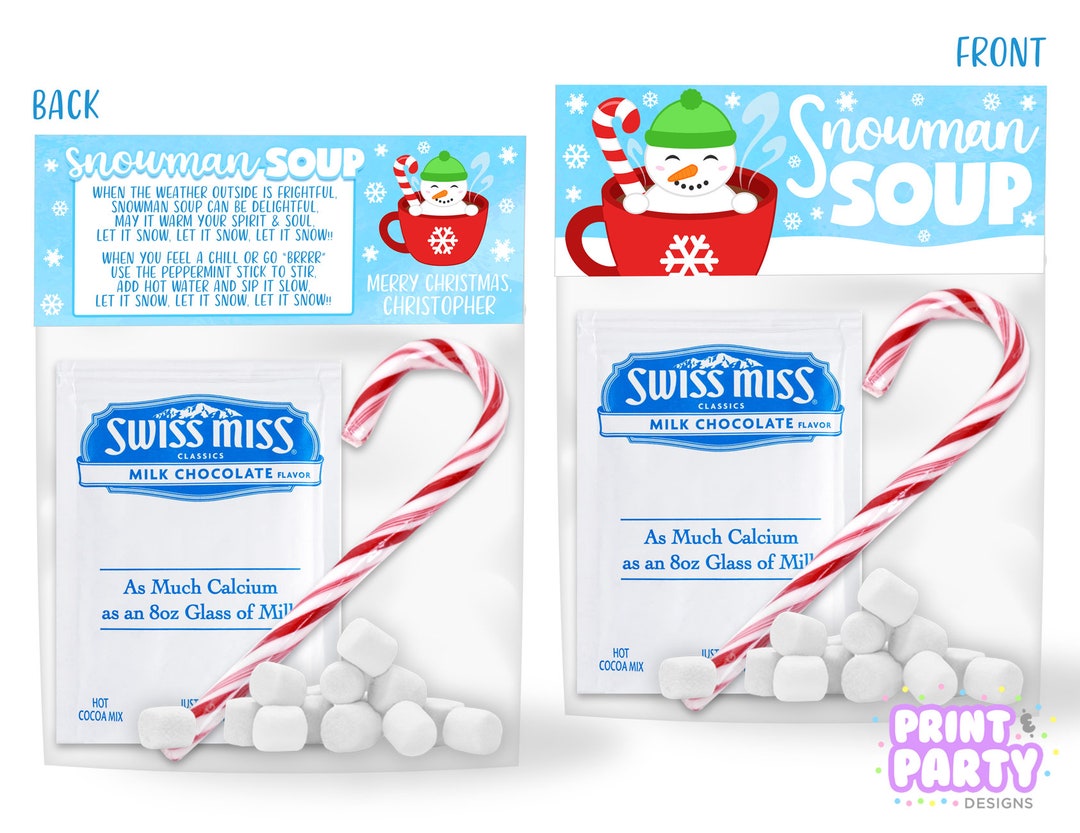 Printable Snowman Soup Treat Bag Toppers, Kid's Christmas Party Favor ...