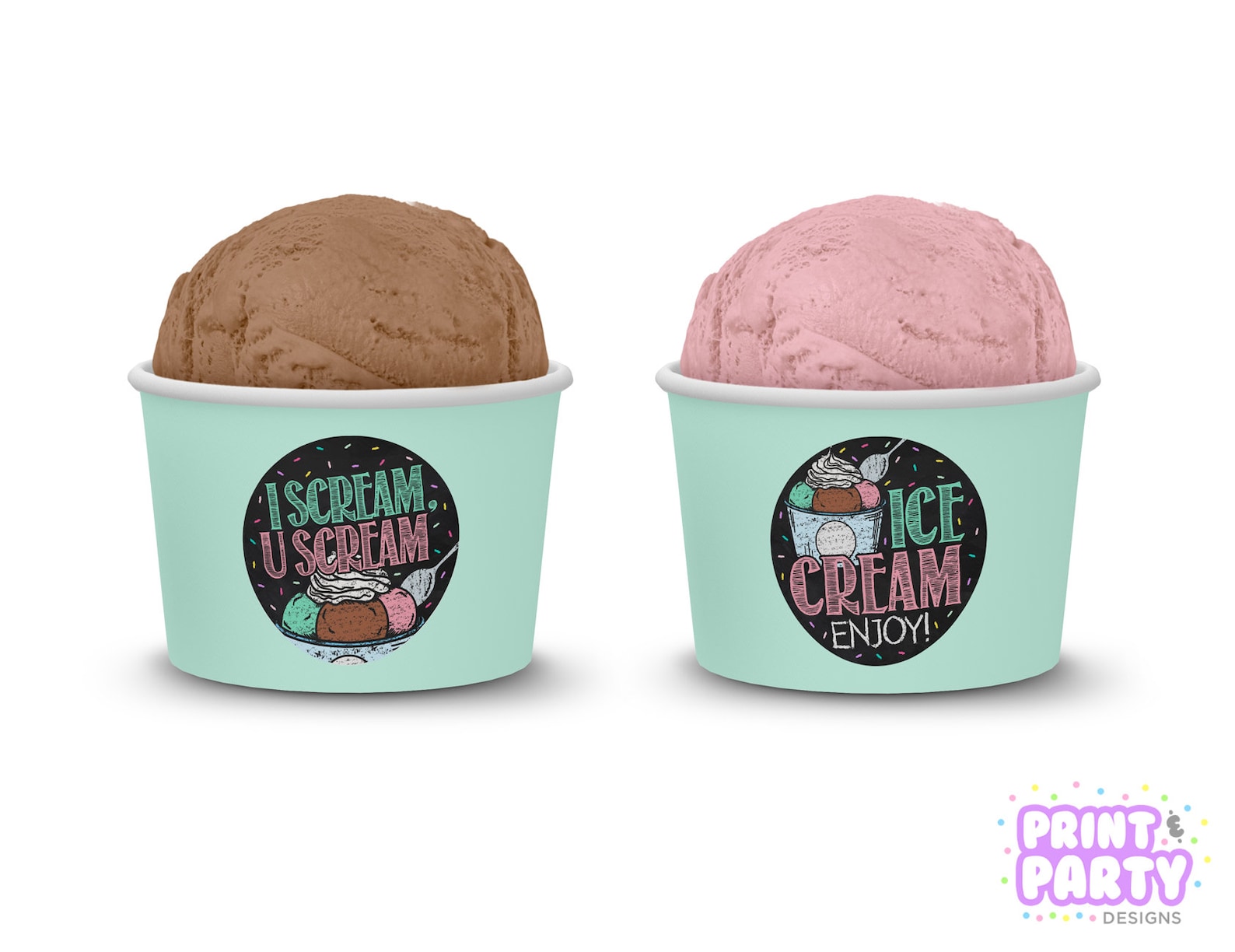 Printable Chalkboard Ice Cream Sundae Bar Kit, Ice Cream Birthday Party ...