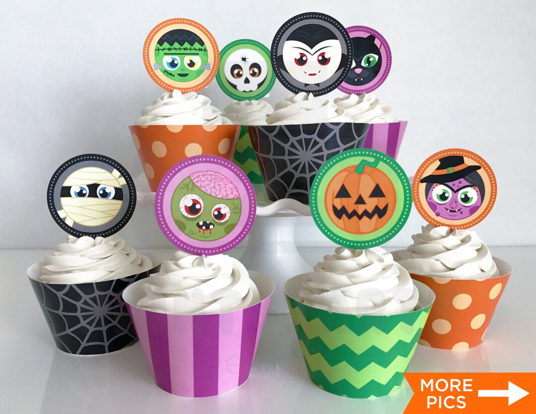 Printable Cute Halloween Cupcake Toppers and Wrappers, Kid's Halloween ...