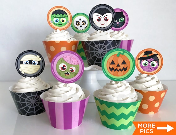 Printable Cute Halloween Cupcake Toppers and Wrappers, Kid's Halloween ...