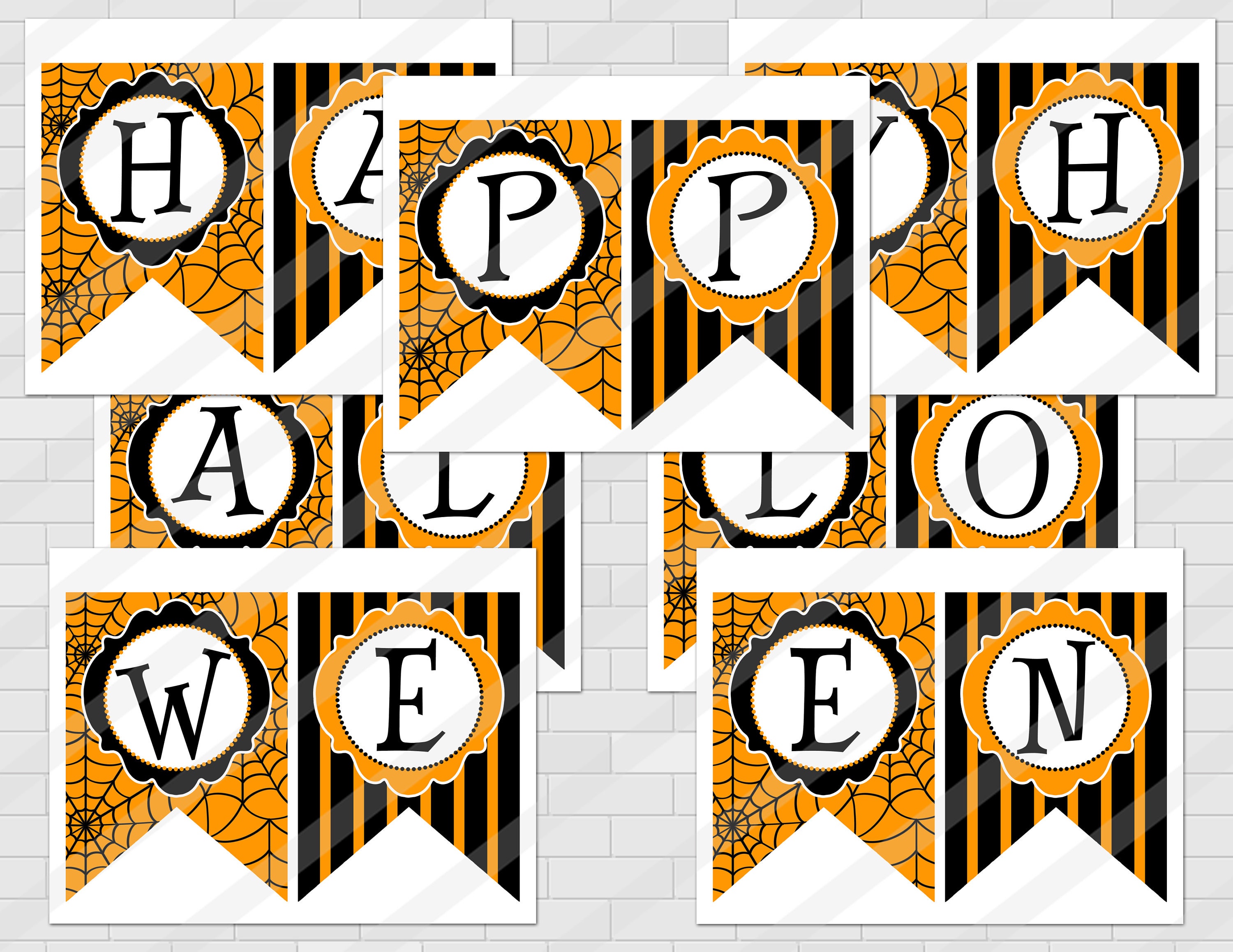 Printable Black and Orange Happy Halloween Banner, Halloween Party ...