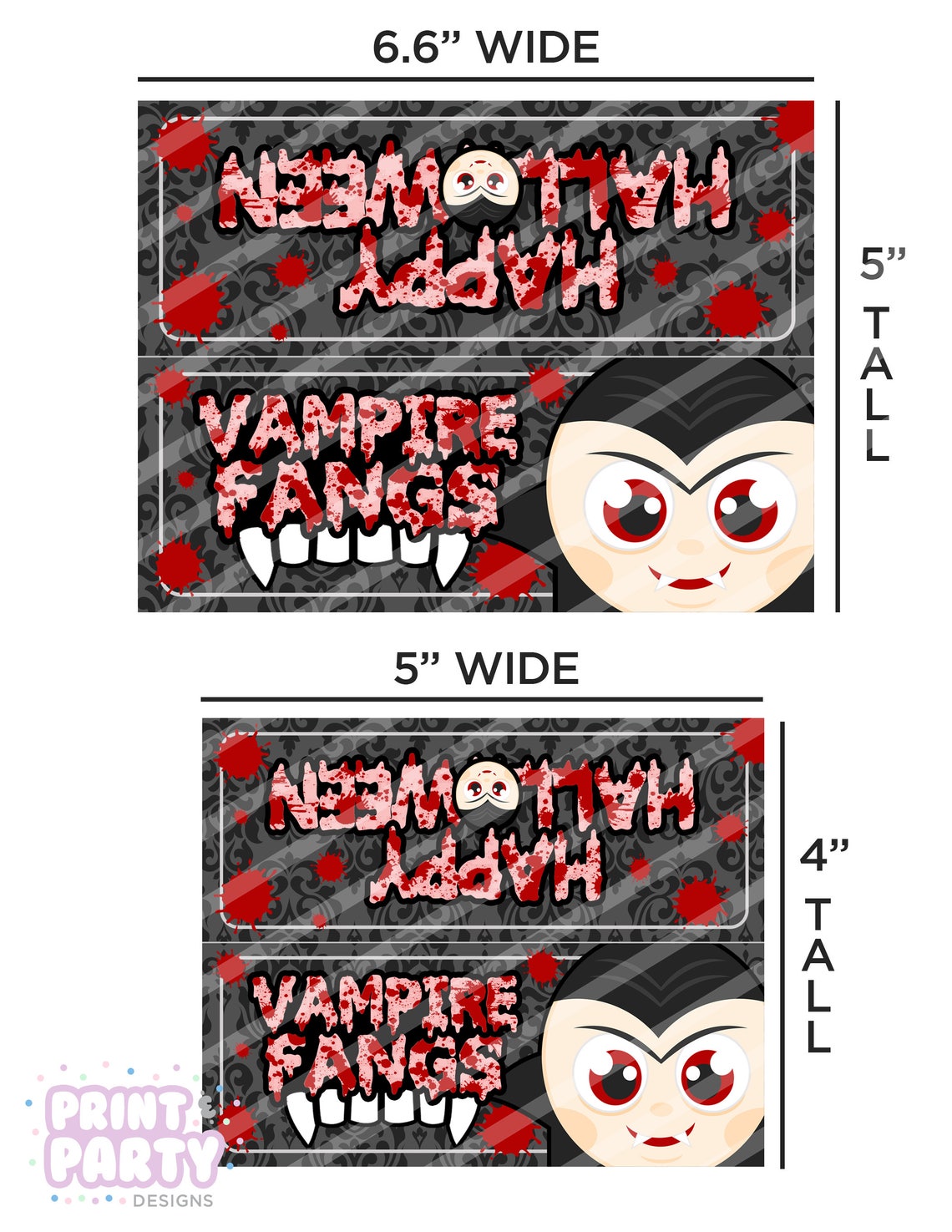 Printable Vampire Fangs Halloween Treat Bag Toppers, Kids Dracula ...