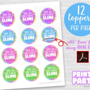 Printable Rainbow Slime Container Labels, Slime Party Favor Tags, Slime ...