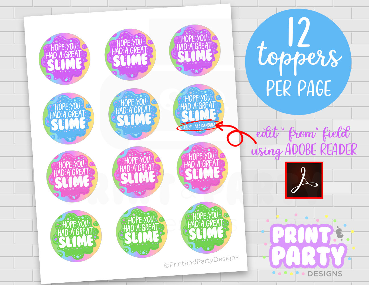 Printable Rainbow Slime Container Labels, Slime Party Favor Tags, Slime ...