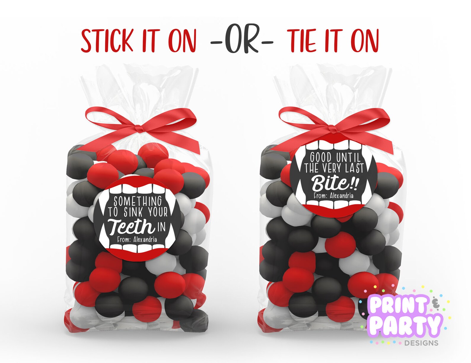 Printable Vampire Fangs Halloween Party Favor Gift Tags Kids - Etsy