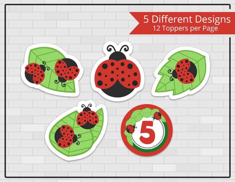 Printable Ladybug Cupcake Toppers and Wrappers Ladybug - Etsy