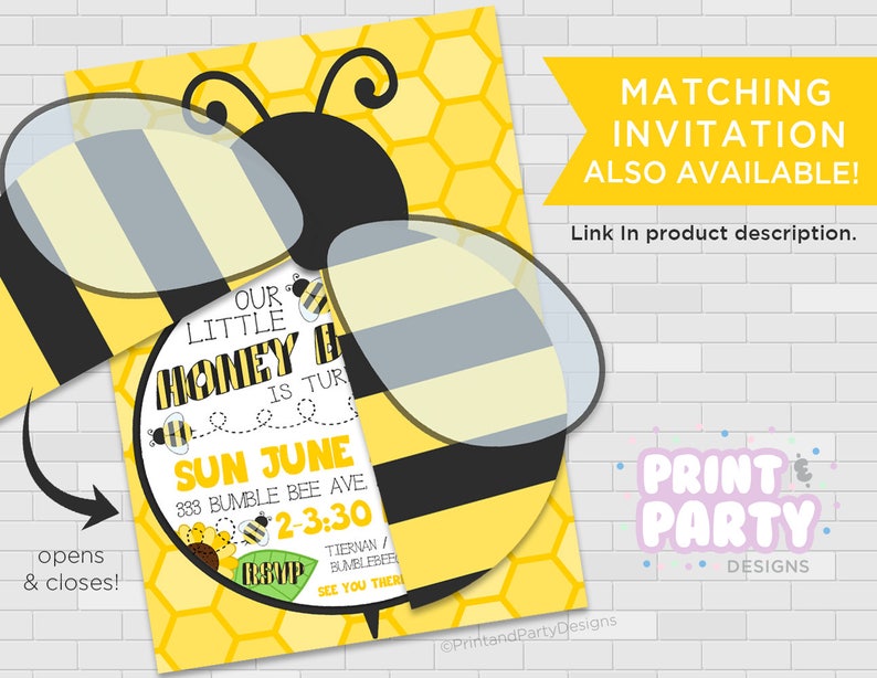 Printable Kid's Bumble Bee Birthday Party Decorations - Etsy