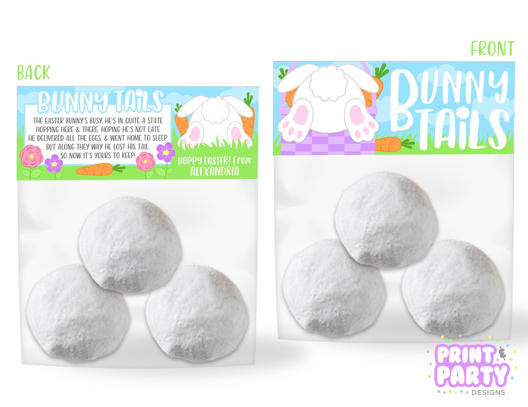 Printable Easter Bunny Tails Treat Bag Toppers, Easter Goody Bags ...