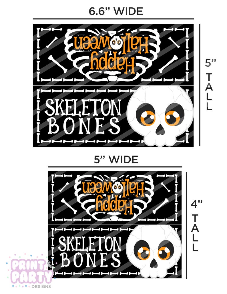 Printable Skeleton Bones Halloween Treat Bag Toppers Bag of - Etsy