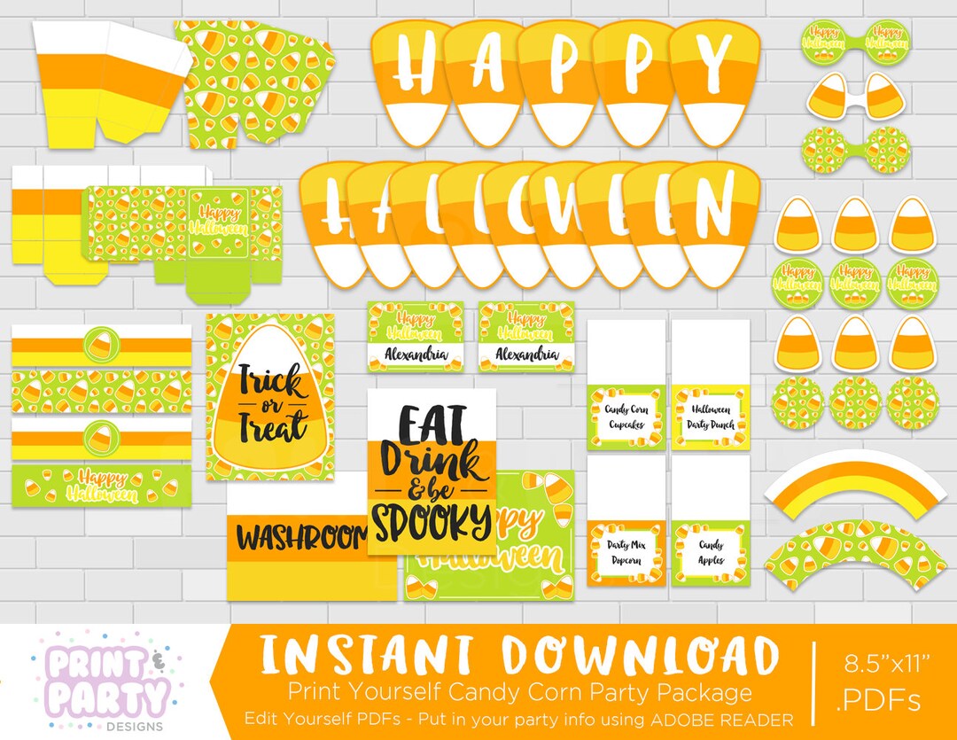 Printable Candy Corn Halloween Party Decorations, Kids Halloween Party ...