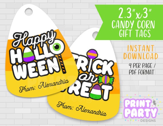Printable Candy Corn Halloween Party Favor Gift Tags, Halloween Candy ...