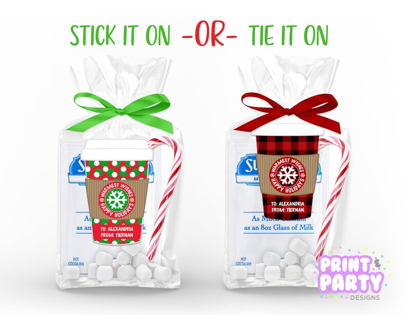 Printable Coffee Cup Christmas Party Favor Gift Tags - Etsy